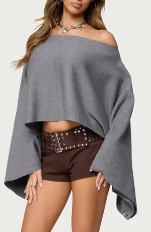 EDIKTED Off-the-shoulder Poncho Top