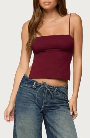 EDIKTED Jinx Open Back Camisole - Wine