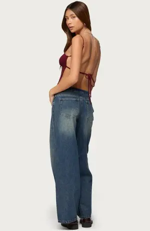 EDIKTED Jinx Open Back Camisole - Wine