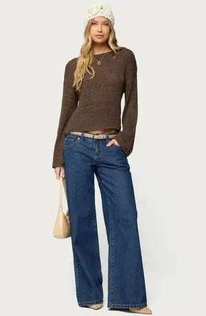 EDIKTED Relaxed Lightweight Sweater - Brown