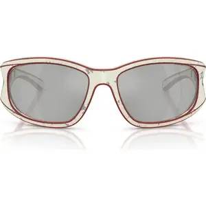DIESEL® Rectangle Sunglasses - White Barrelling Red/silver