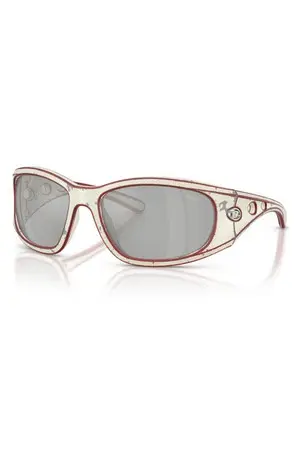DIESEL® Rectangle Sunglasses - White Barrelling Red/silver