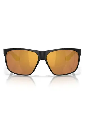 COSTA DEL MAR Trades 60mm Polarized Square Sunglasses - Matte Black/gold Mirror 580g