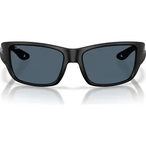 COSTA DEL MAR Schoolie 56mm Polarized Rectangular Sunglasses - Matte Black/gray 580p