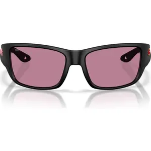 COSTA DEL MAR Schoolie 56mm Polarized Rectangular Sunglasses - Matte Black/rose 580p
