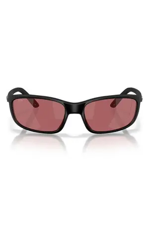 COSTA DEL MAR Brine Ii 59mm Polarized Rectangular Sunglasses - Matte Black/rose 580g