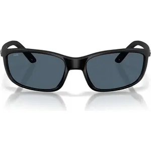 COSTA DEL MAR Brine Ii 59mm Polarized Rectangle Sunglasses - Matte Black/gray