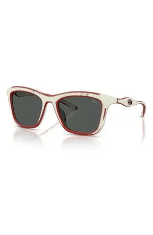 DIESEL® 53mm Square Sunglasses - White Barrelling Red/grey