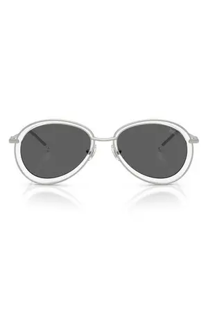 DIESEL® 54mm Oval Sunglasses - Matte Silver/solid Grey