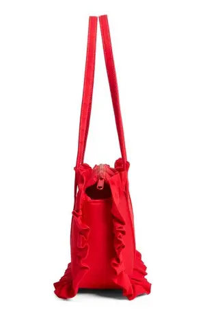 BAGGY LONDON Ruffle Twill Bowler Bag - Red