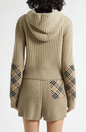 Burberry Phyllis Check Patch Wool & Cashmere Hoodie