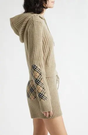 Burberry Phyllis Check Patch Wool & Cashmere Hoodie