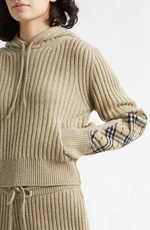 Burberry Phyllis Check Patch Wool & Cashmere Hoodie