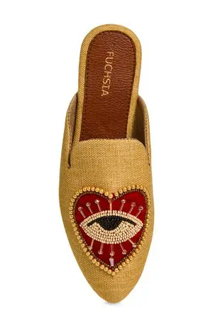 FUCHSIA Heart Eye Embroidered Mule