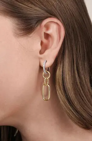 GABRIEL & CO. Diamond And 14k Gold Drop Huggie Hoop Earrings