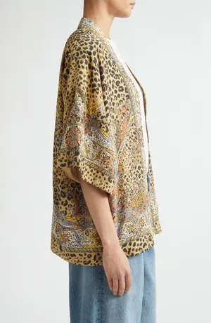 Etro Leopard Paisley Print Silk Jacket