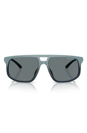 Armani Exchange 58mm Pilot Sunglasses - Matte Blue Gradient/blue