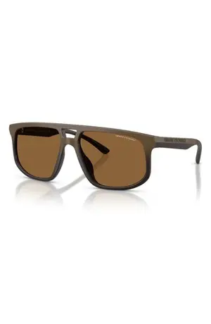Armani Exchange 58mm Pilot Sunglasses - Matte Brown/brown