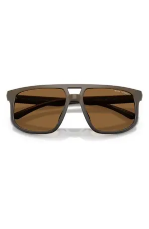 Armani Exchange 58mm Pilot Sunglasses - Matte Brown/brown