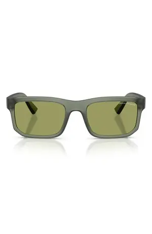 Armani Exchange 56mm Square Full Rim Sunglasses Matte Frosted Agave/green