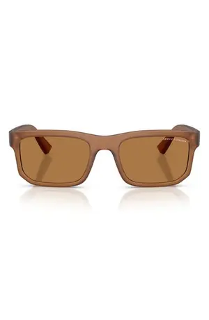 Armani Exchange 56mm Square Full Rim Sunglasses - Matte Frosted Brown/bronze