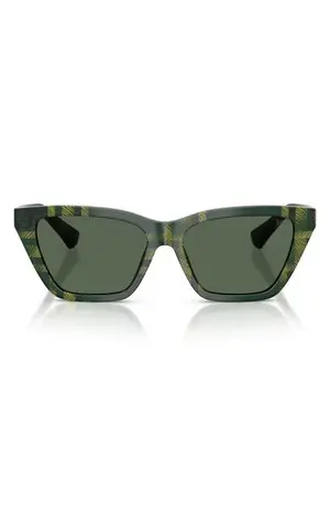 Burberry 54mm Cat Eye Sunglasses - Check Green/dark Green