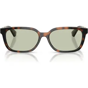 Burberry 54mm Rectangular Full Rim Sunglasses Dark Havana/light Green