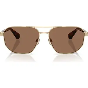Burberry 60mm Pilot Sunglasses - Light Gold/dark Brown