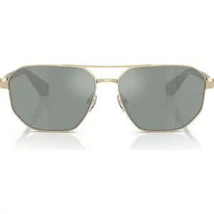 Burberry 60mm Pilot Sunglasses - Light Gold/green Silver