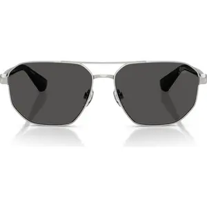 Burberry 60mm Pilot Sunglasses - Silver/dark Grey