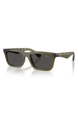 Burberry 53mm Rectangular Sunglasses - Matte Green/dark Grey