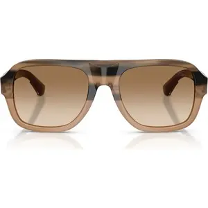 Burberry 55mm Pilot Sunglasses - Striped Beige/brown