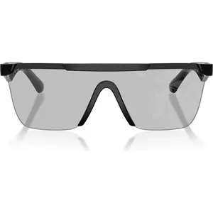 Burberry 141mm Rectangular Shield Sunglasses - Black/light Grey Silver