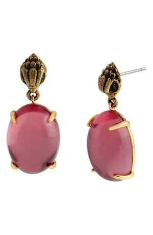 Kurt Geiger Eagle Crystal Cabochon Drop Earrings - Pink