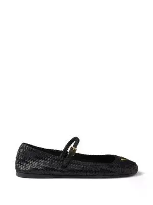 Prada Woven Ballet Flats - Black