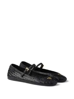 Prada Woven Ballet Flats - Black