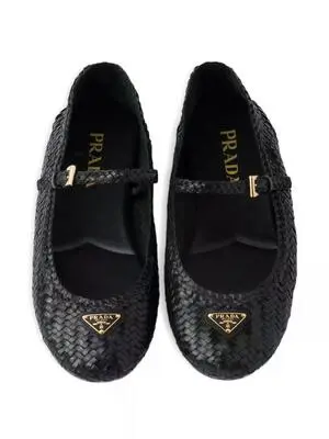 Prada Woven Ballet Flats - Black