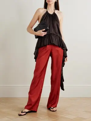 Loulou De Saison Alera Silk-twill Wide-leg Pants - Red