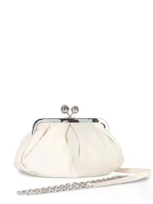 Max Mara Small Pasticcino Ruched Chain Clutch - Neutrals