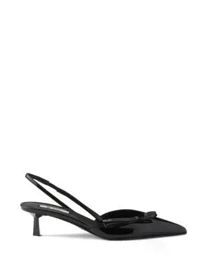 Prada Bow Slingback Leather Pumps - Black