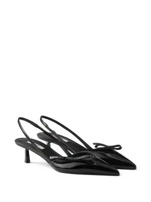 Prada Bow Slingback Leather Pumps - Black