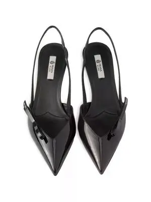Prada Bow Slingback Leather Pumps - Black