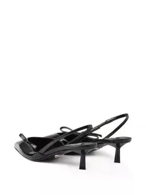 Prada Bow Slingback Leather Pumps - Black