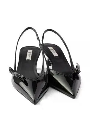 Prada Bow Slingback Leather Pumps - Black