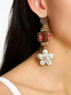 AMIR SLAMA Heart-motif Asymmetric Drop Earrings