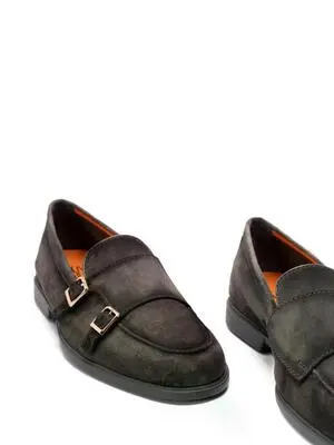 Santoni Buckled Suede Loafers
