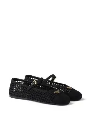 Prada Crochet Ballerina Flats - Black
