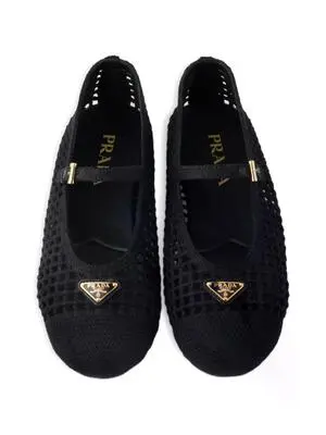 Prada Crochet Ballerina Flats - Black