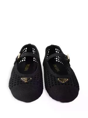 Prada Crochet Ballerina Flats - Black
