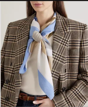 Saint Laurent Cassandre Striped Cotton And Silk-blend Scarf Neutral